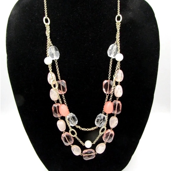 Talbots | Jewelry | Talbots Pinkpeach Glass Lucite Beaded Gold Tone ...